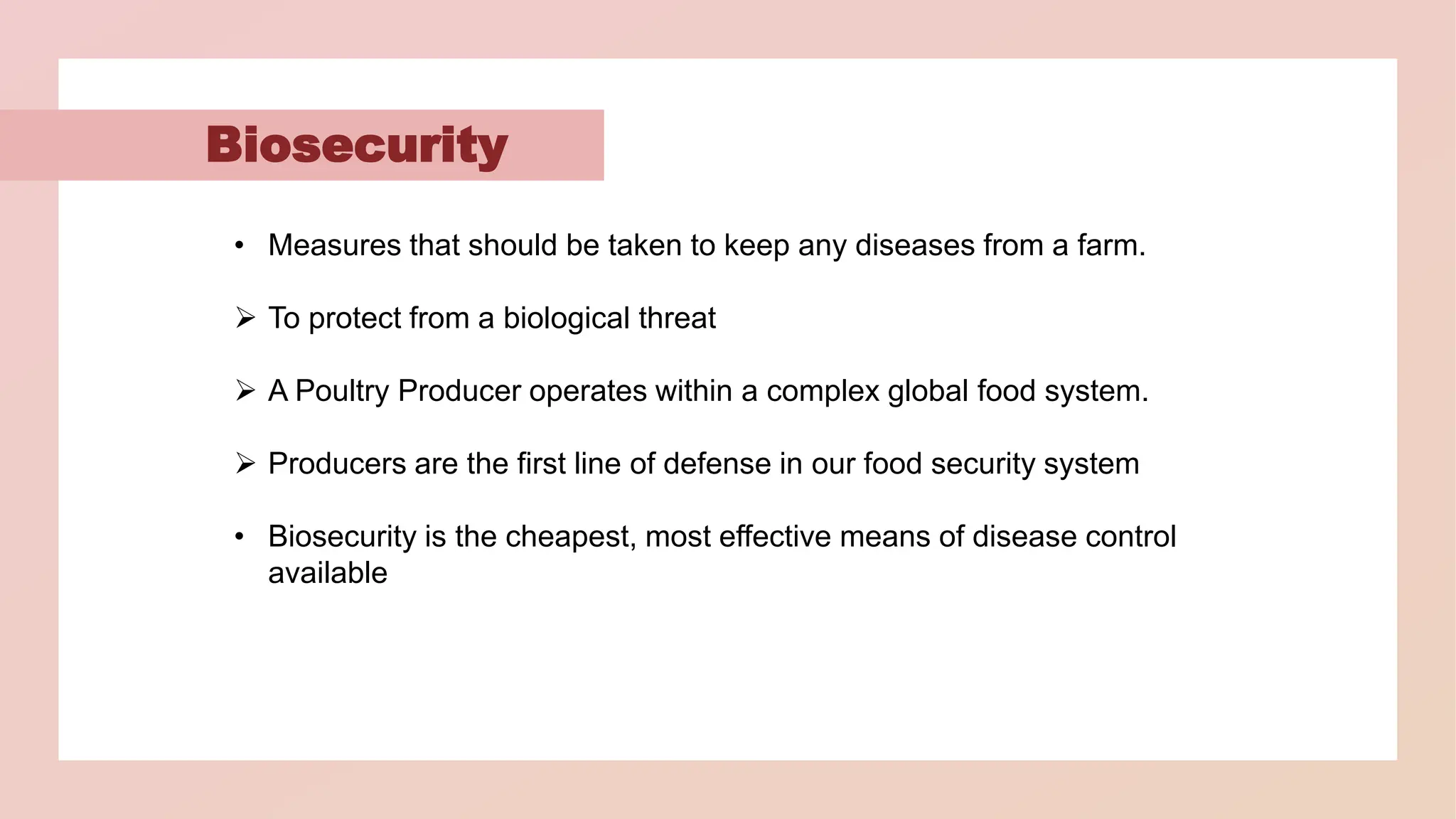 Biosecurity Measure for Poultry farm PPT | PPTX
