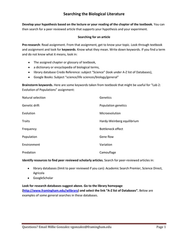 Searching the Biological Literature | PDF