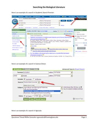 Searching the Biological Literature | PDF