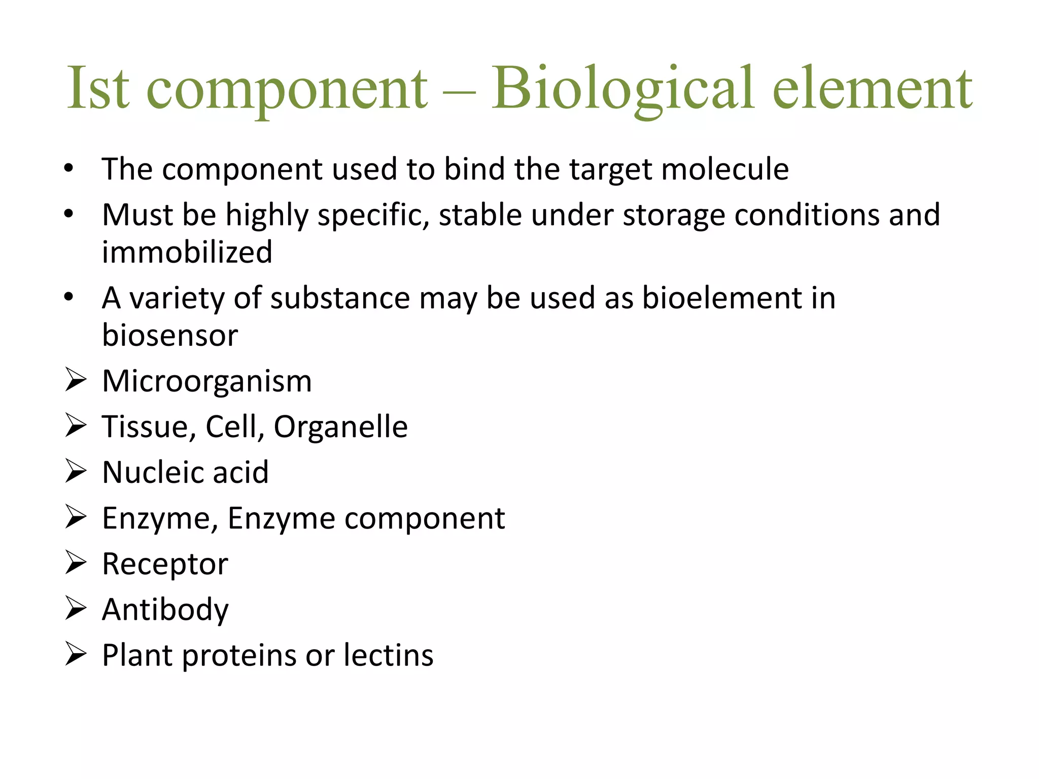 Biosensor , its components, working and types of biosensors | PPTX