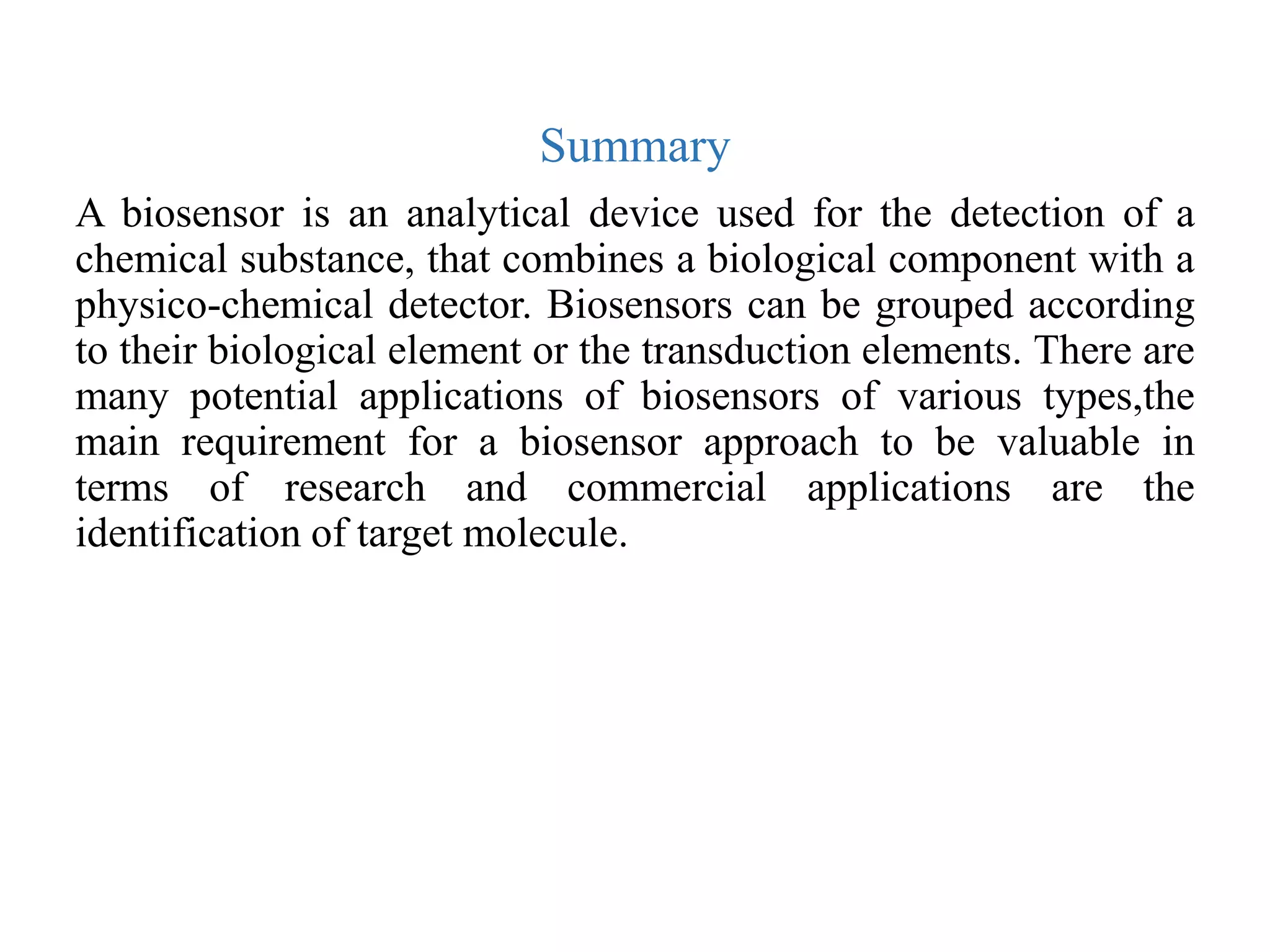 Biosensors | PPTX | Chemistry | Science
