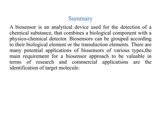 Biosensors | PPTX | Chemistry | Science