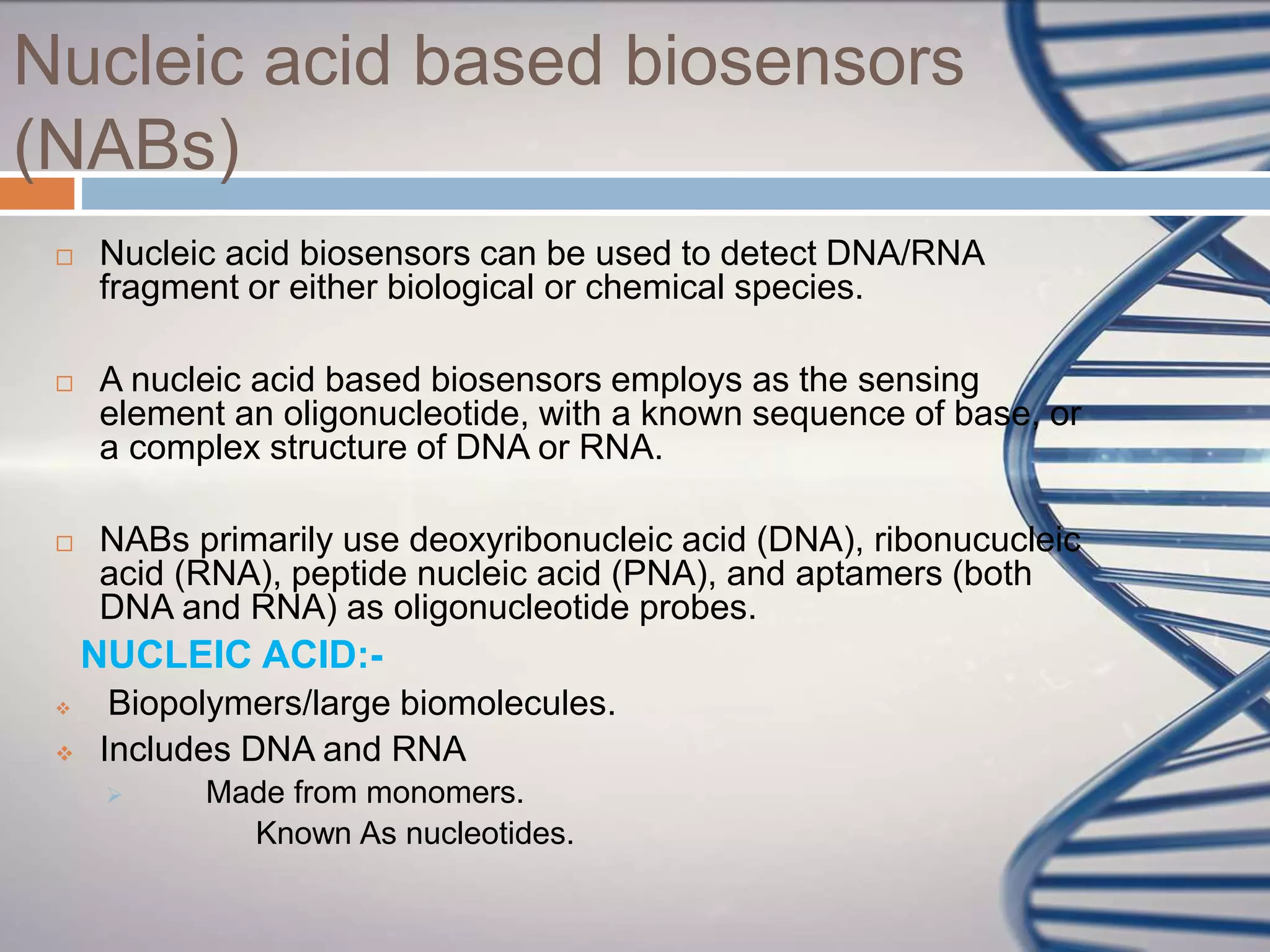 Nucleic Acid Based Biosensors | PPT