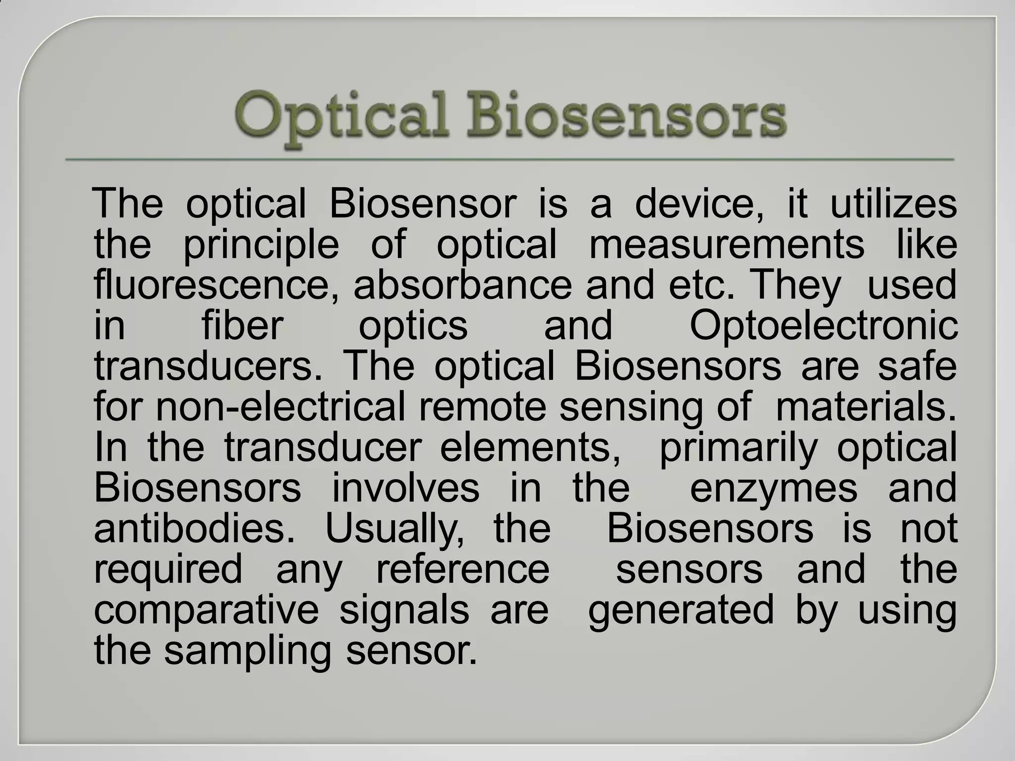 Biosensors working and application in pharmaceutical industry | PPTX