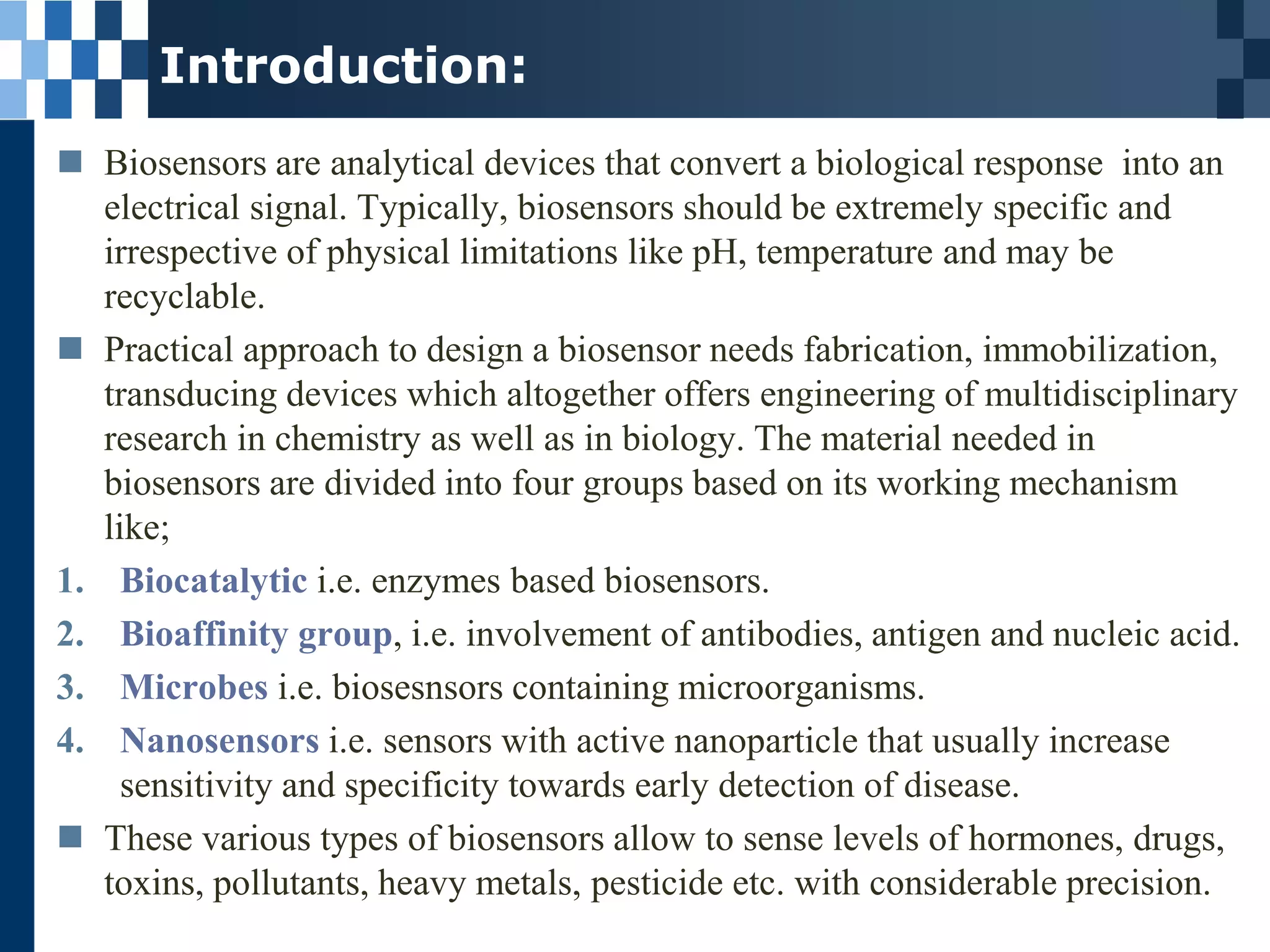 Biosensors in diagnostic purpose | PPT