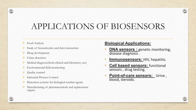 Biosensors ppt | PPTX | Chemistry | Science