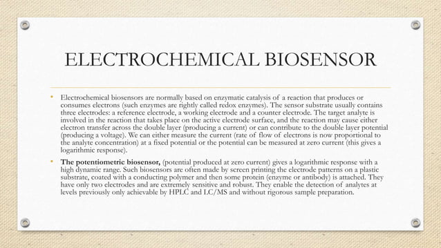 Biosensors ppt | PPTX | Chemistry | Science