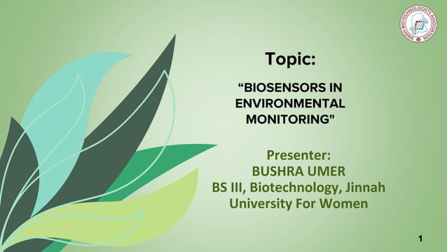 Biosensors in Environmental Monitoring | PPTX