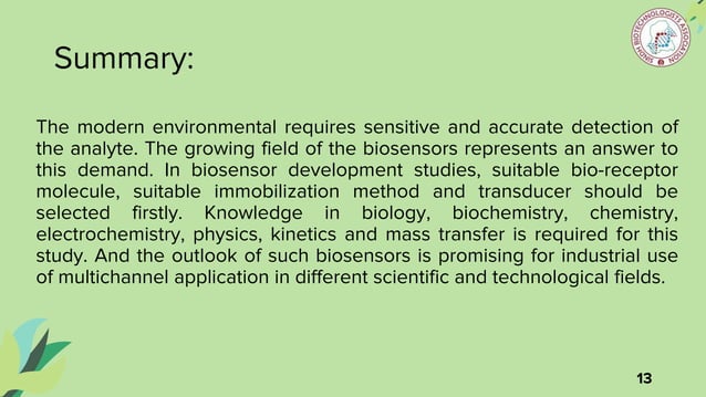 Biosensors in Environmental Monitoring | PPTX