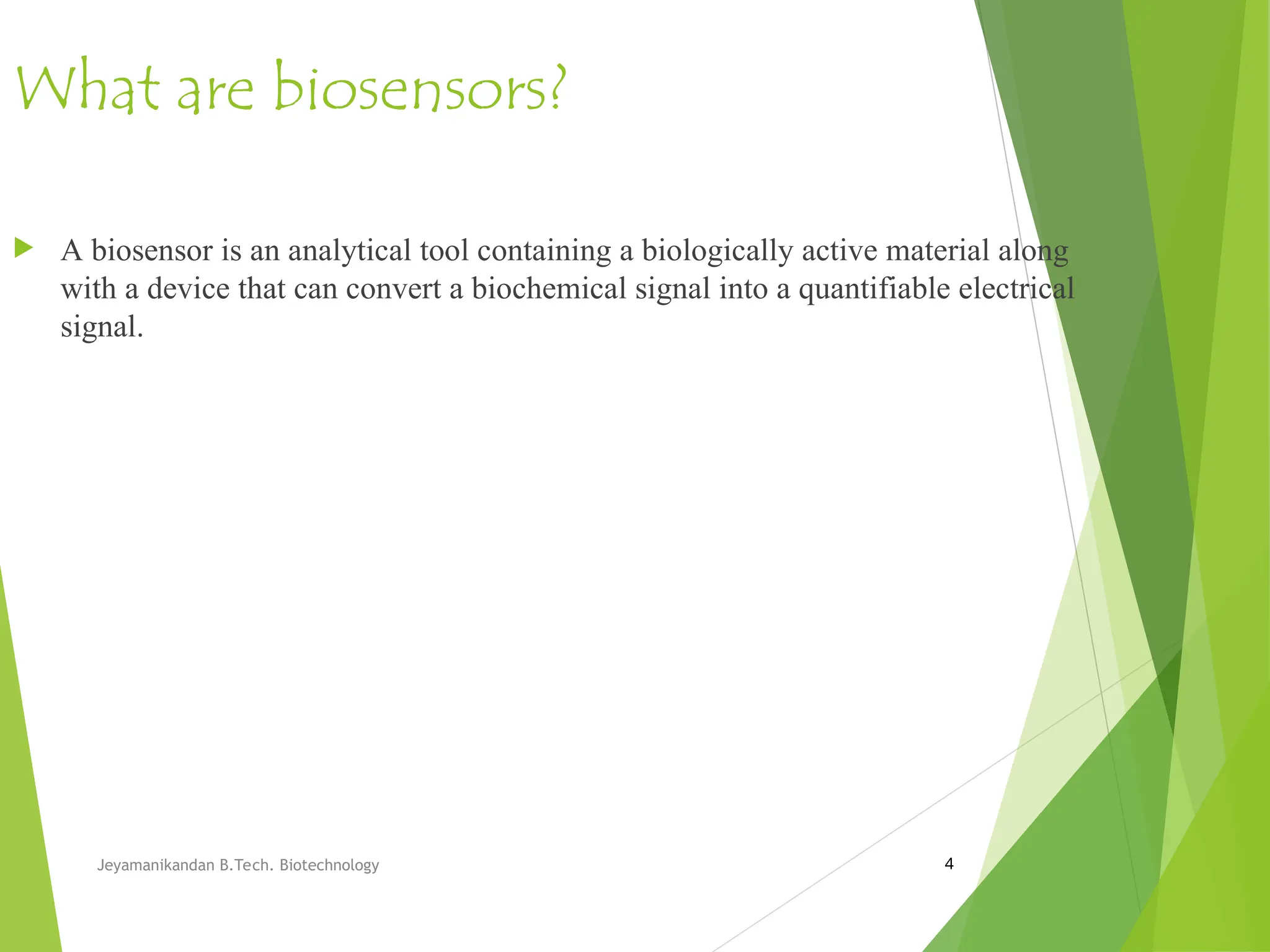 BIOSENSOR TECHNOLOGY power point presentation | PPT