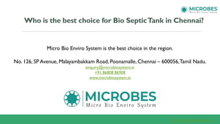 Bio Septic Tank in Chennai - Innovative Solutions by Micro Bio Enviro ...