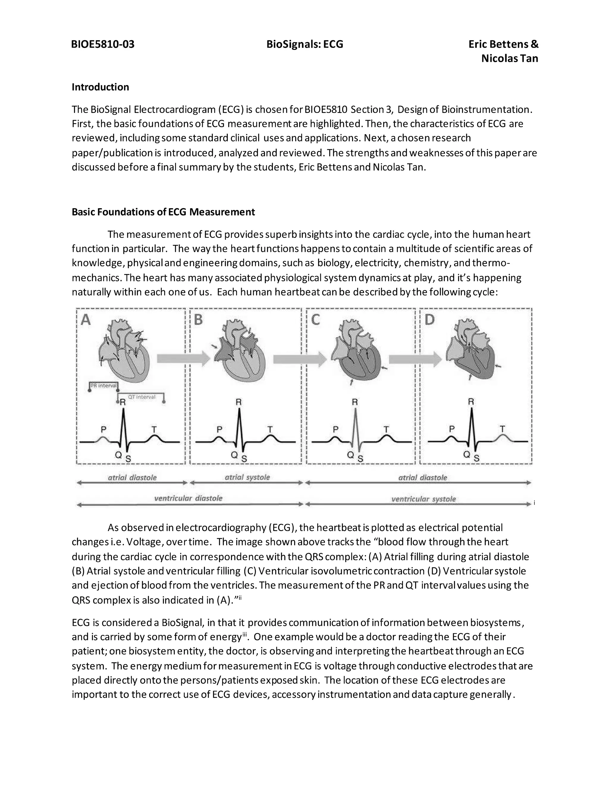 Digital BioSignal Processing: Characteristics of ECG Measurement | PDF