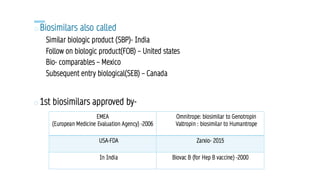 biosimilars and difference between chemical generic and biosimilars | PDF