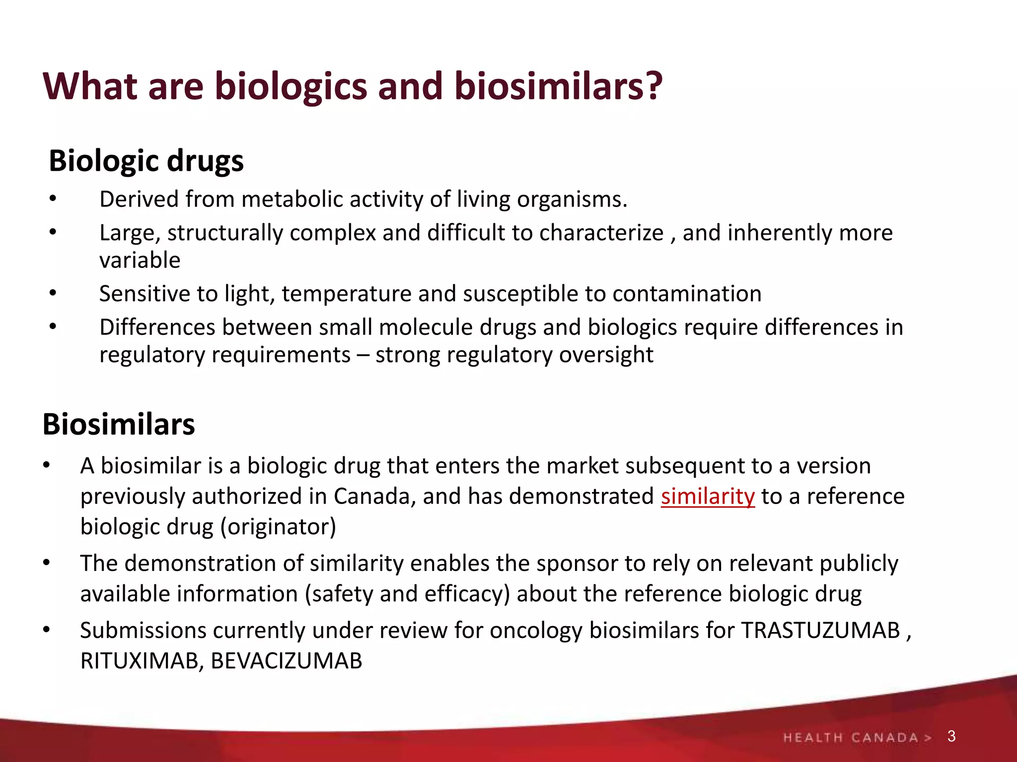 Biosimilars Presentation - Health Canada | PPTX