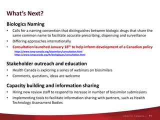 Biosimilars Presentation - Health Canada | PPTX