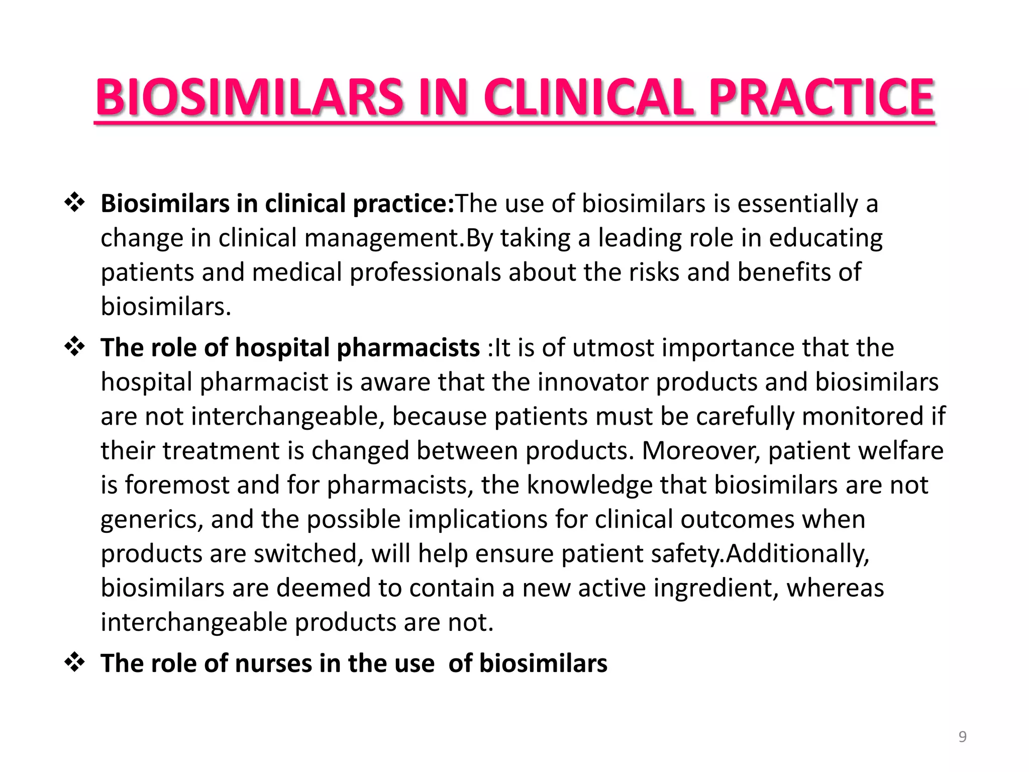 Biosimilars ppt presentation | PPTX