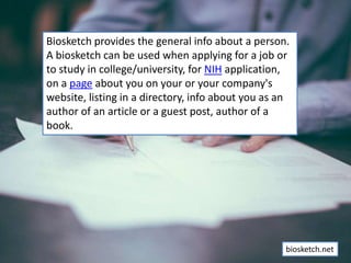 Bio Sketch Writing: How Does It Looks Like? | PPTX