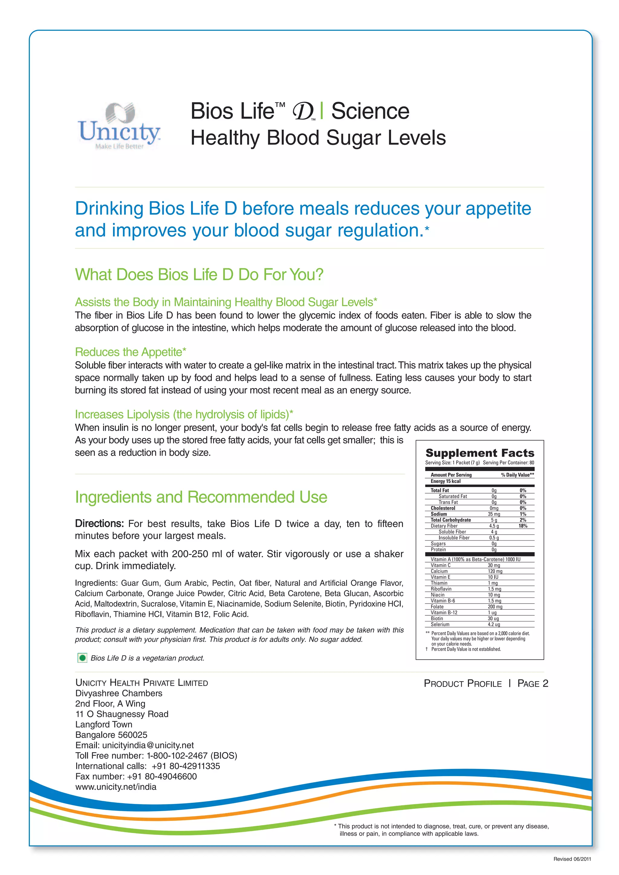 Bios life d_product_profile | PDF
