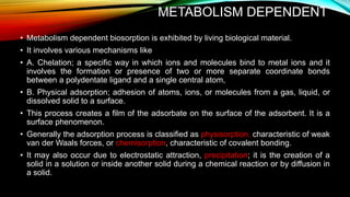 Biosorption | PPT | Chemistry | Science