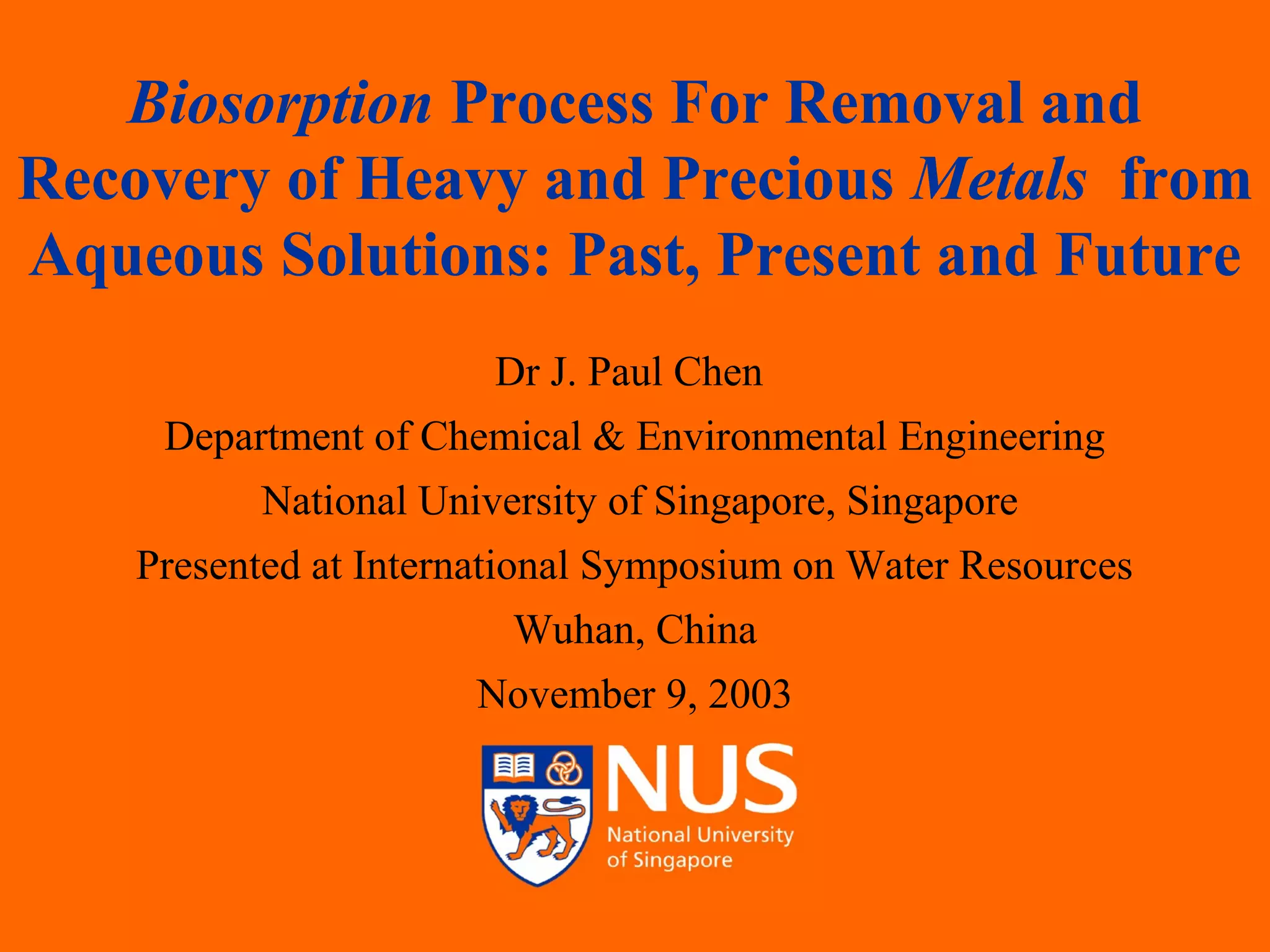 Biosorption process for removal and recovery (1) | PPT