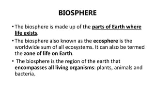 BIOSPHERE FOR EDUCATION................. | PPT