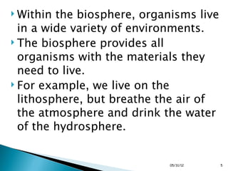 Biosphere & climate by Muhammad Fahad Ansari 12IEEM14 | PPT