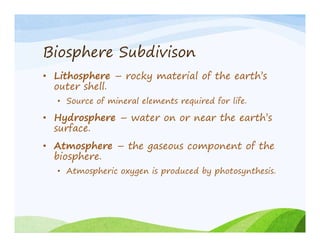Biosphere concept 1st sem ecg 101 | PPT