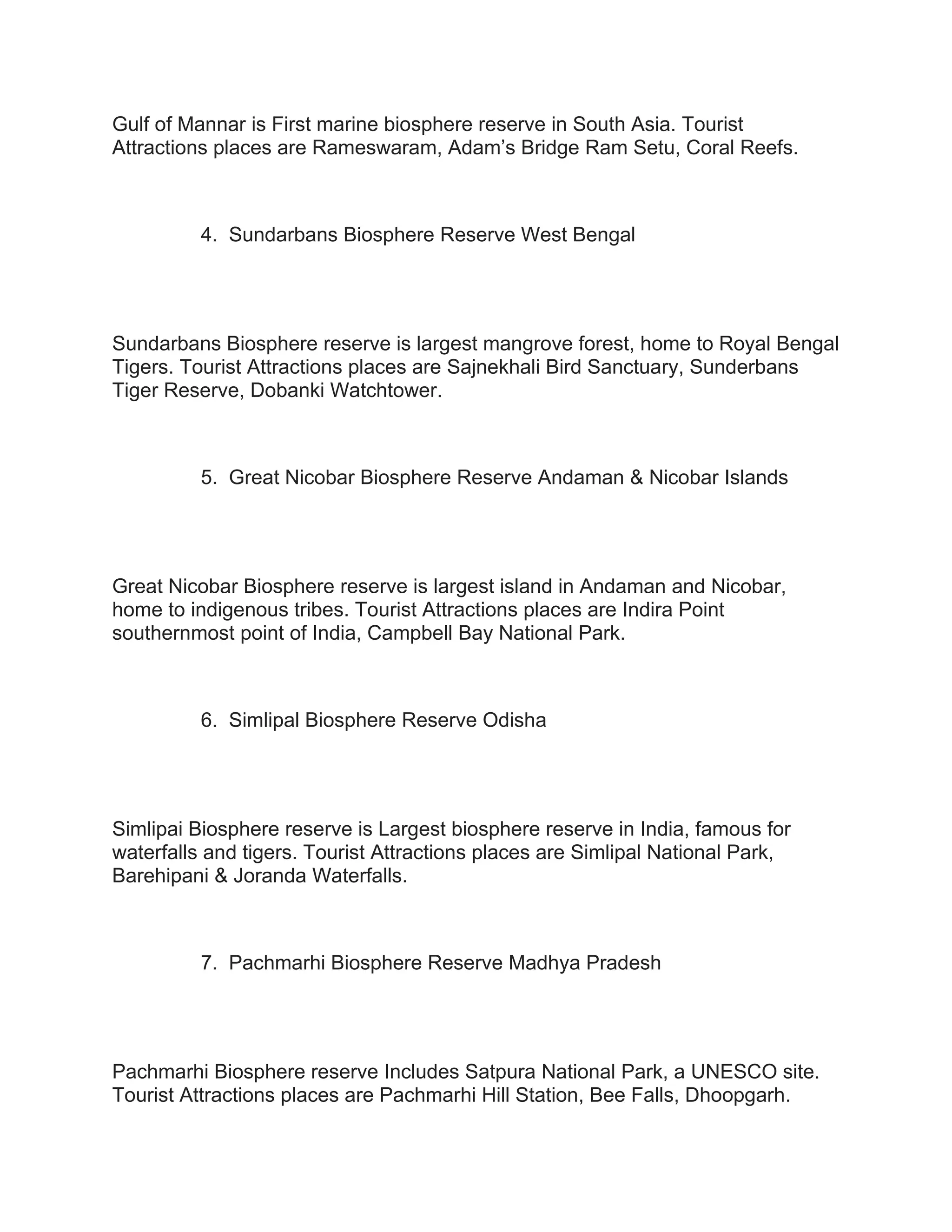 Biosphere Reserves of India has 18 Biosphere Reserves | PDF