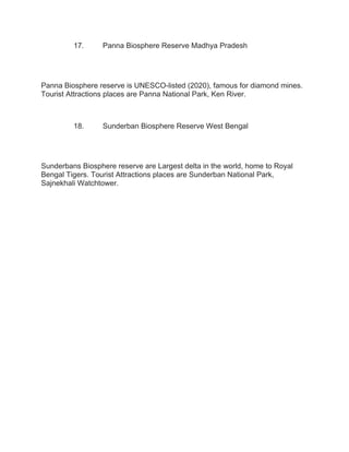 Biosphere Reserves of India has 18 Biosphere Reserves | DOCX