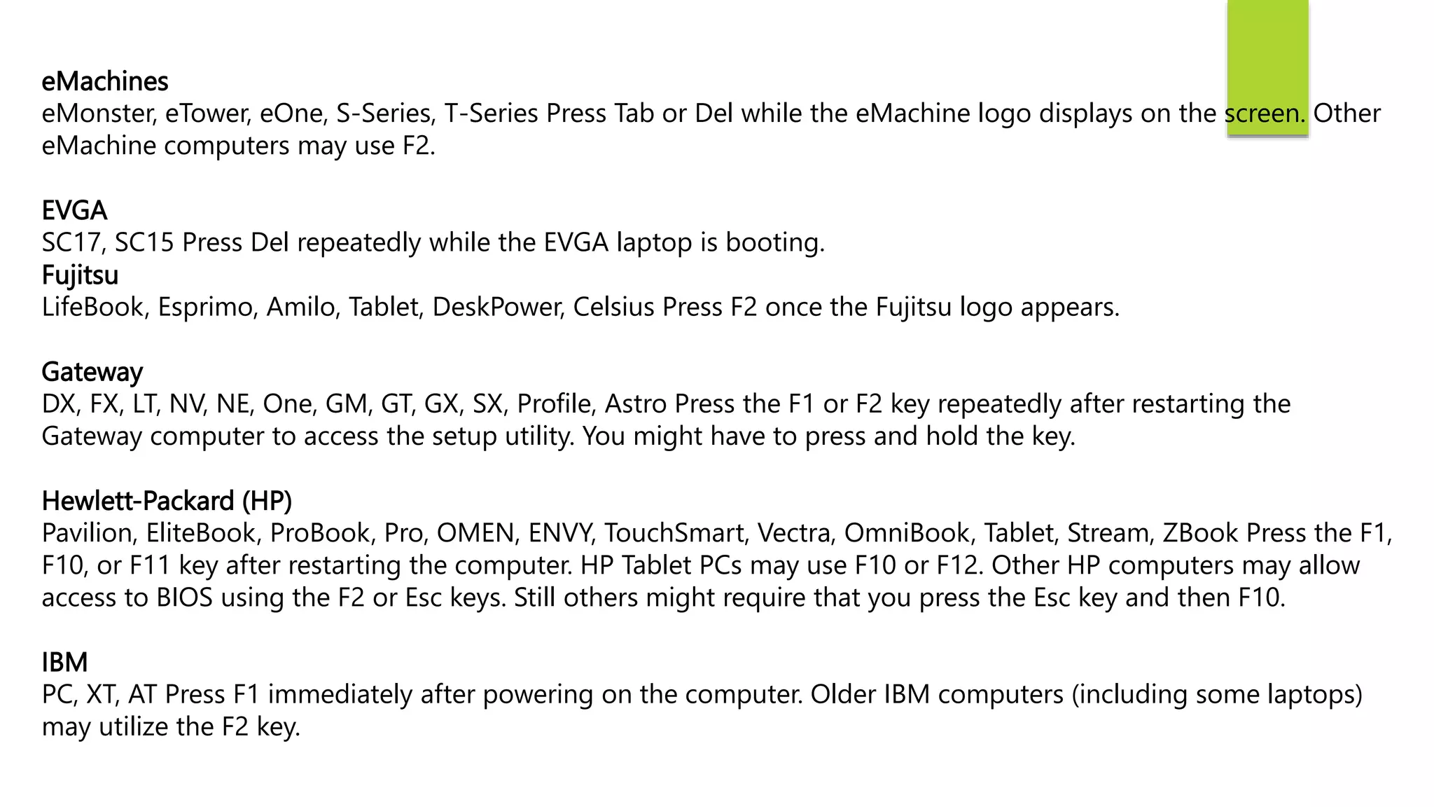 BIOS Setup Utility Access Keys for Popular Computer.pptx