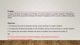 level of empathy with quality of life of health care professionals | PPT