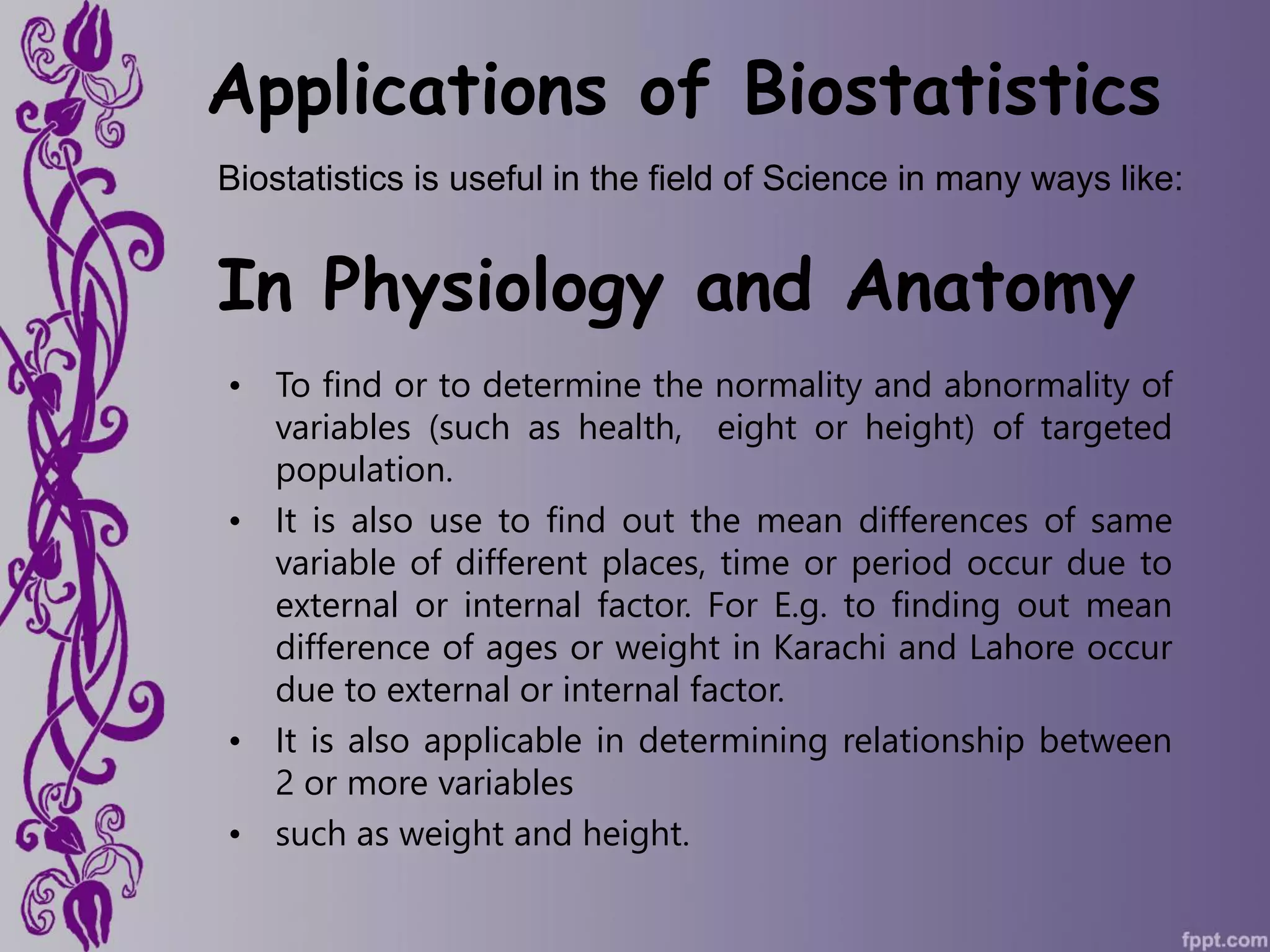 Biostatics introduction history and application | PDF