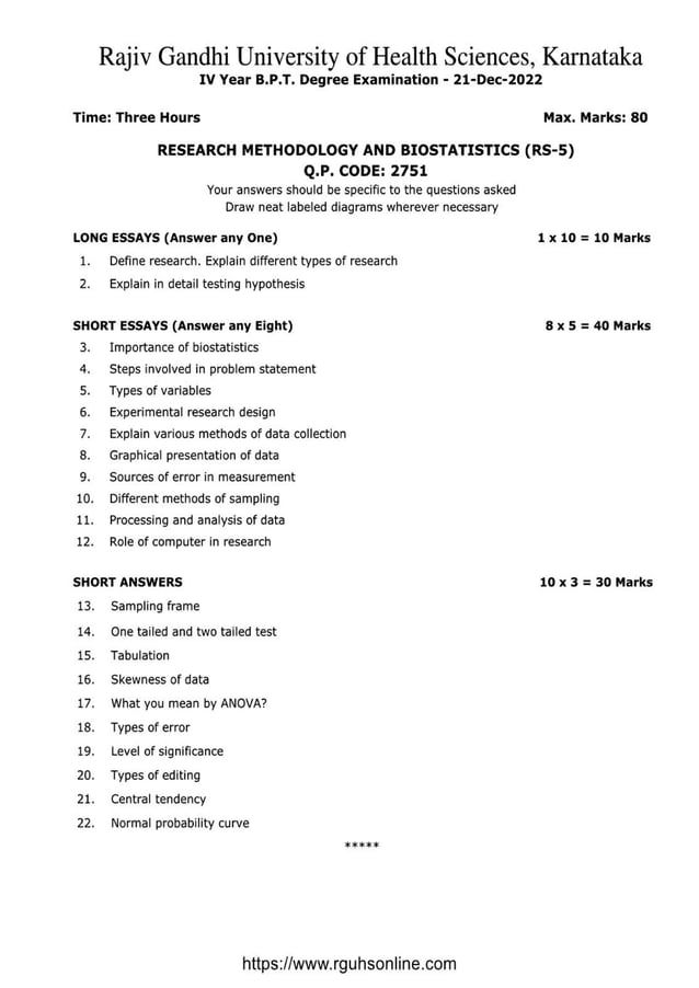 biostatistic question papers end sem exam | PDF | Free Download