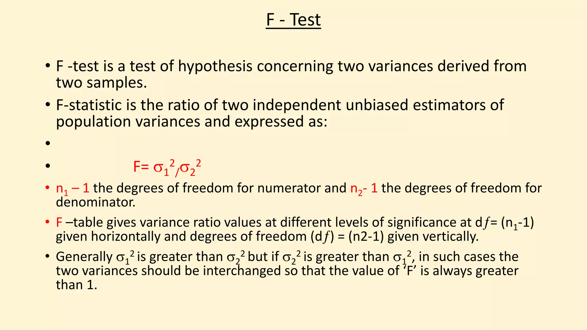 F Test And Anova Pptx