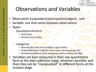 Biostatistics - Lecture 2 - Observations, variables and data organization.pptx
