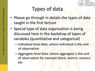 Biostatistics - Lecture 2 - Observations, variables and data organization.pptx