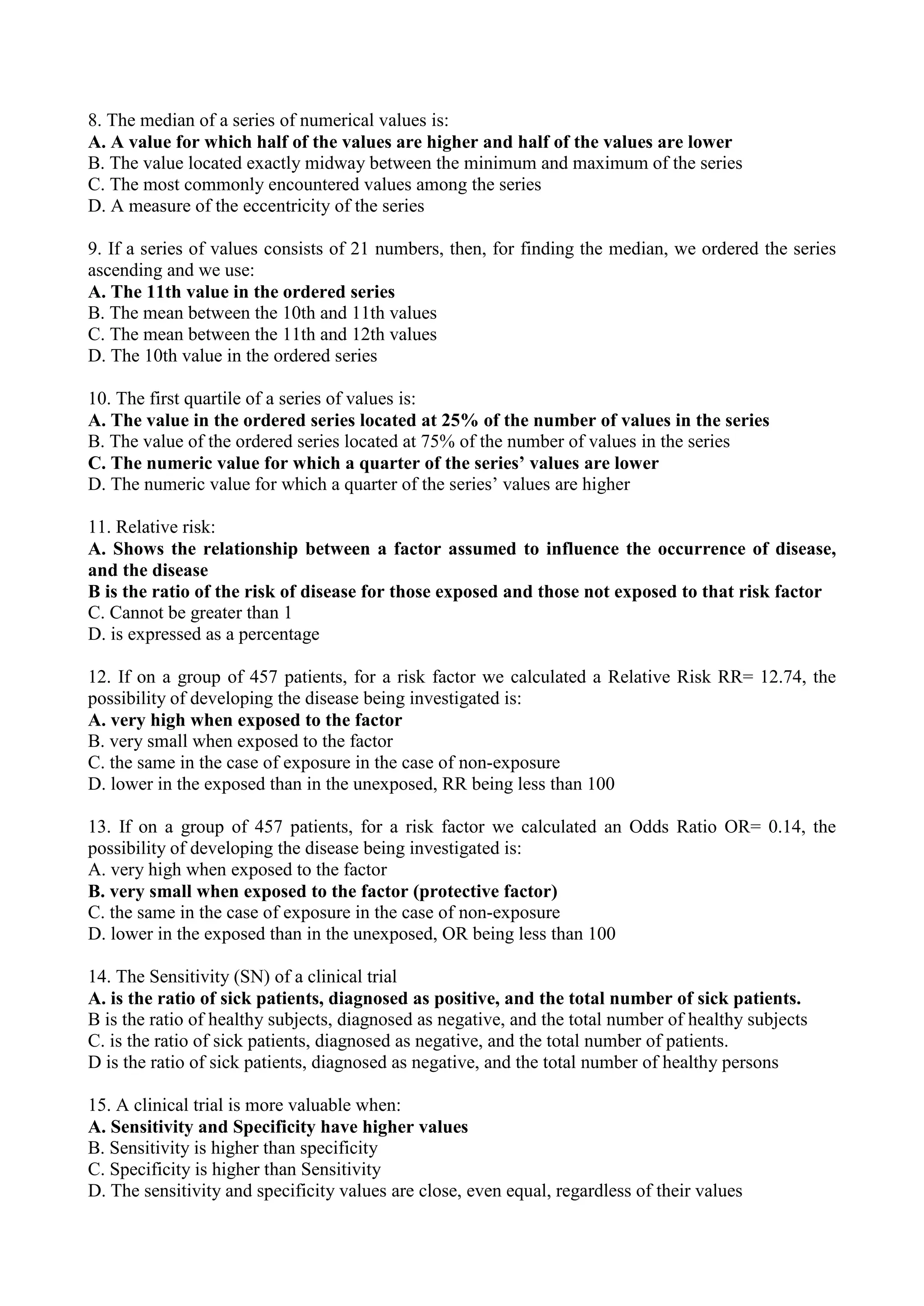 Biostatistics multiple choice questions(1) | PDF