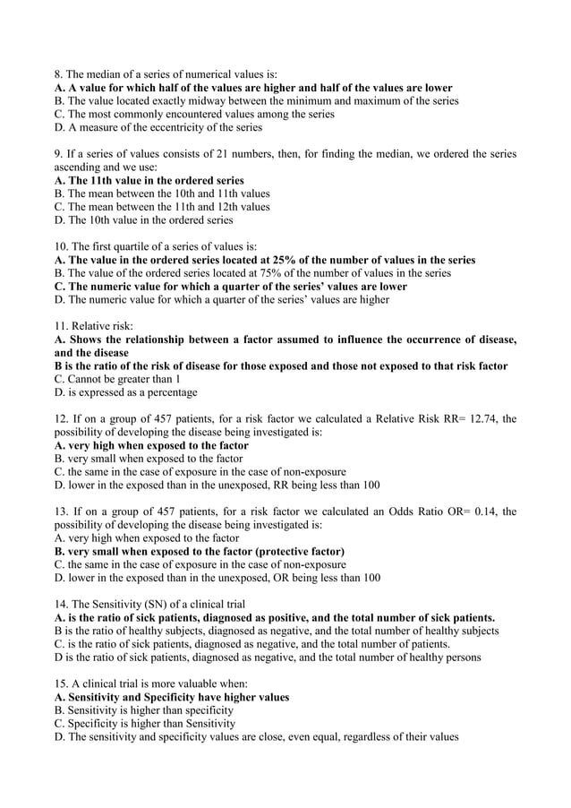 Biostatistics multiple choice questions(1) | PDF | Physics | Science