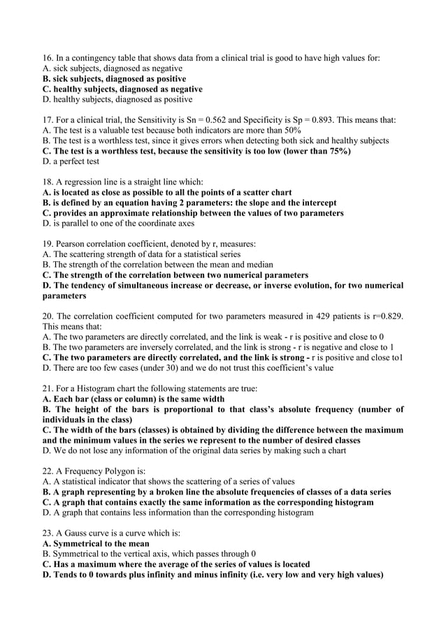 Biostatistics multiple choice questions(1) | PDF | Physics | Science