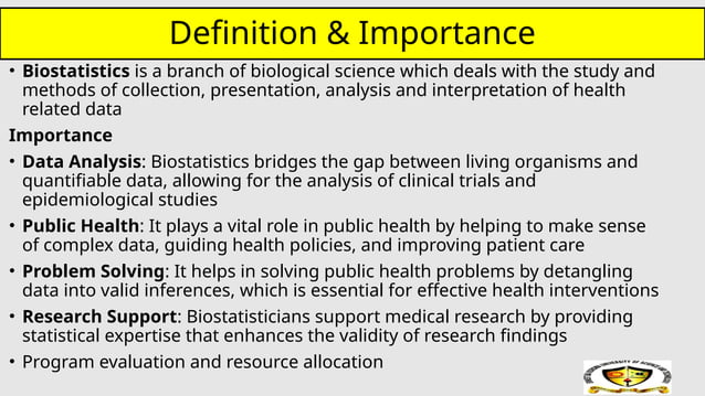 Introduction to Biostatistics Lecture Notes | PPTX