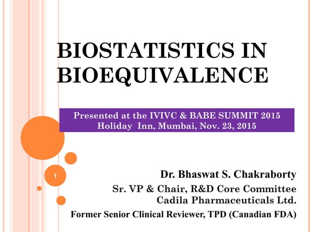 Biostatistics in Bioequivalence | PPT