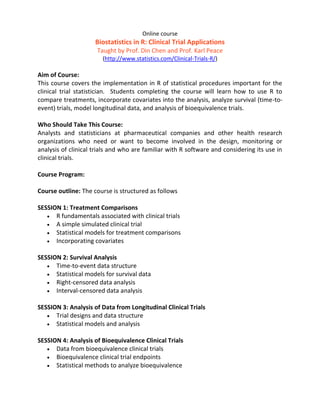 Biostatistics in R : Clinical Trial applications | PDF