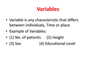 Biostatistics lec 2 variables and scales of measurement | PPTX
