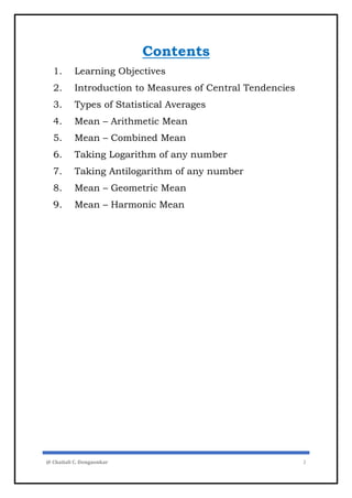 Biostatistics and Research Methodology: Unit I - Measures of Central Tendency 1.Mean
