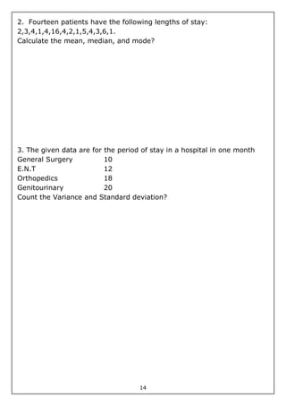 Biostatistics worksheet exercises | PDF