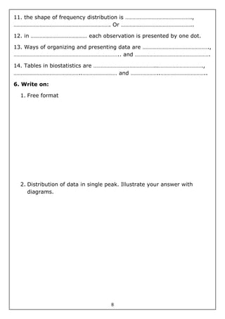 Biostatistics worksheet exercises | PDF