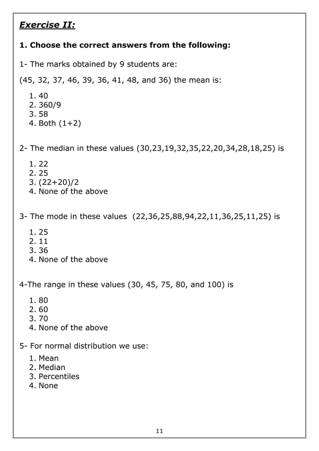 Biostatistics worksheet exercises