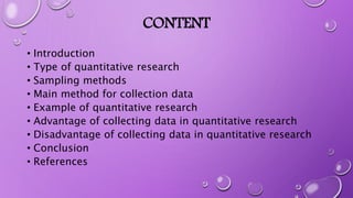 Methods of Data Collection in Quantitative Research (Biostatistik) | PPT