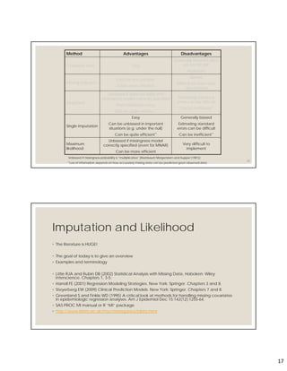 Biostatistics Workshop: Missing Data | PDF