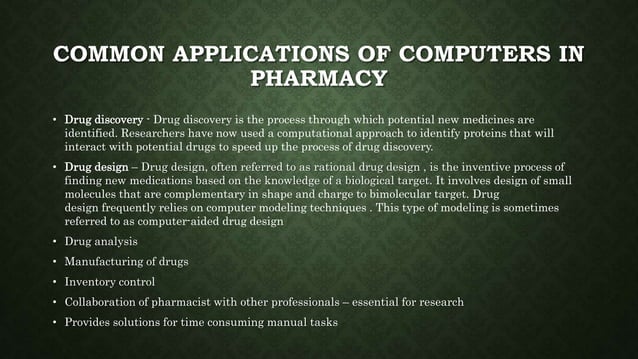 Use of computers in hospital pharmacy, biostatistics and research ...